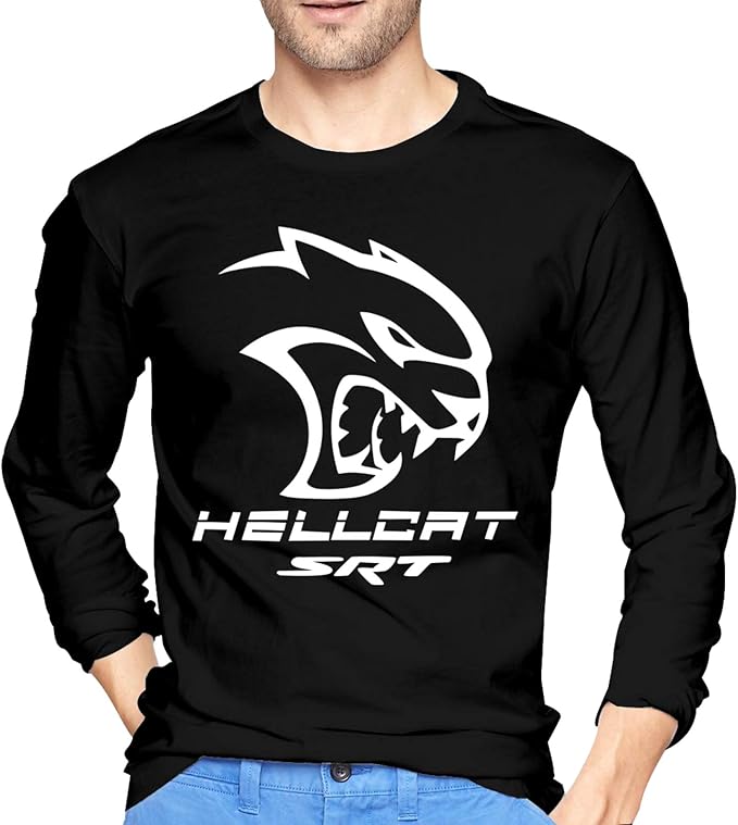 Dodge Hellcat SRT Men Boys Long SleeveTee Sports T Shirt O-Neck(Large ...