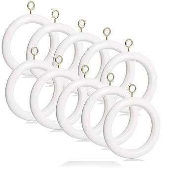 10 Pack of Large Wooden Curtain Rings for 35mm Poles - White: Amazon.co ...