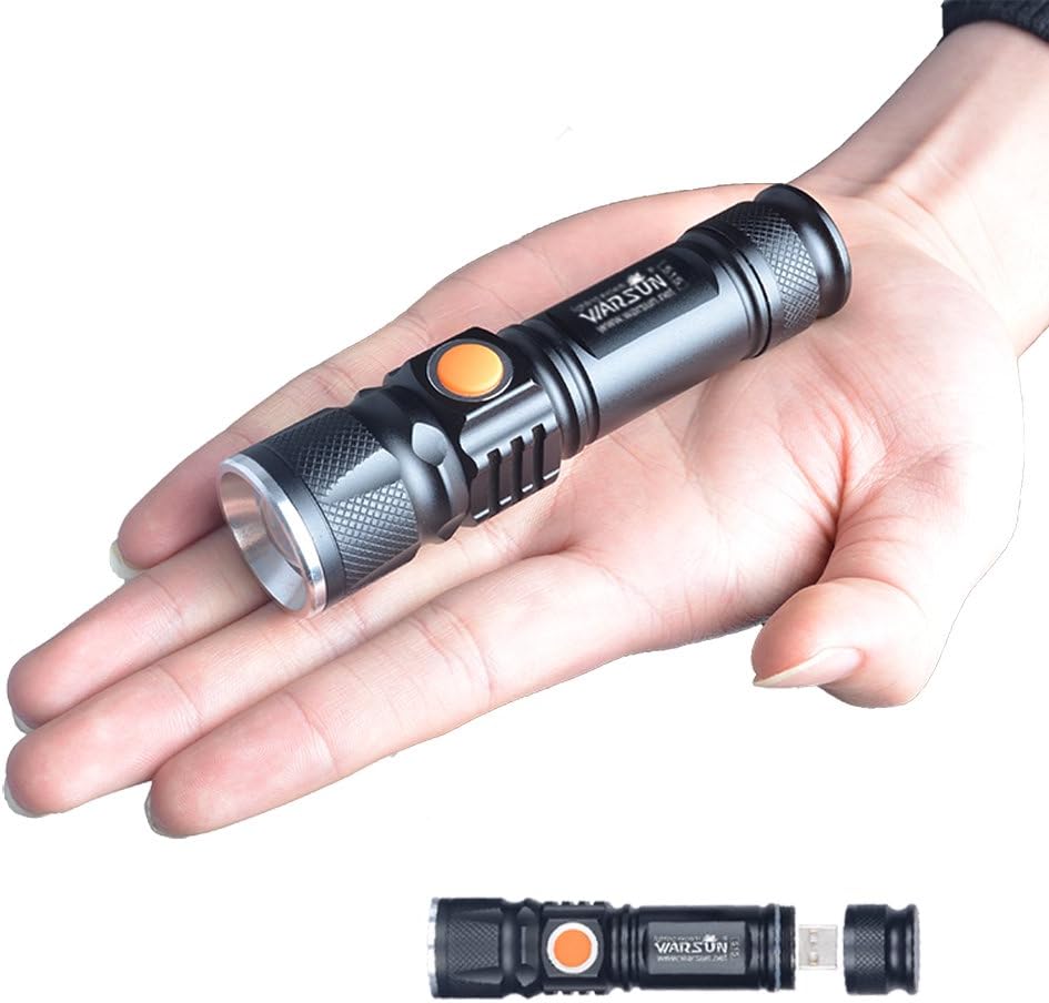 Warsun 900 Lumen Led Rechargeable Handheld Flashlight torch Built-in ...