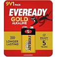 Amazon.com: Eveready Gold Alkaline 9V Batteries, 1 Pack of 9 Volt ...