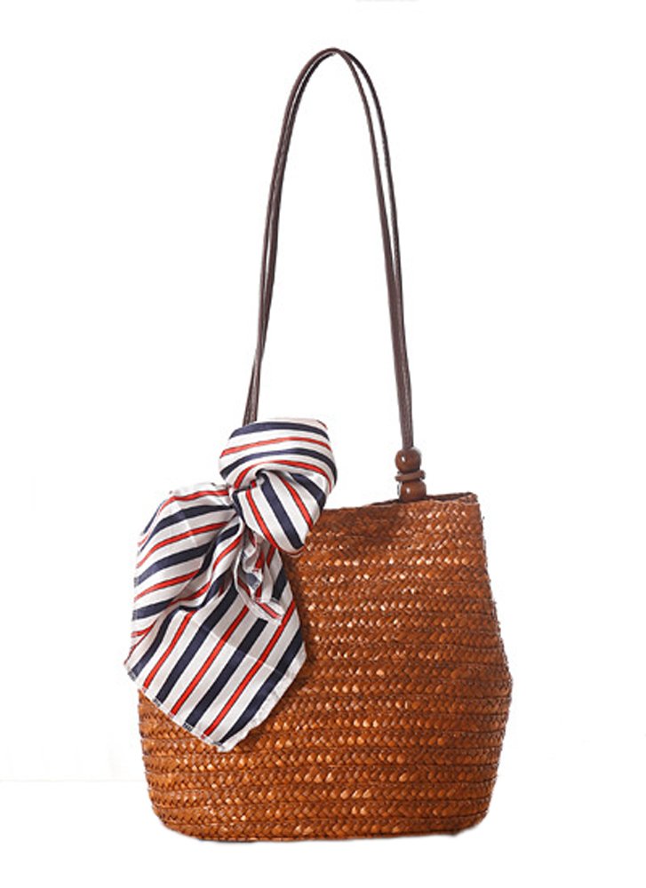 Strandtasche Stroh Damen Schultertasche mit reißverschluss,Shopper ...