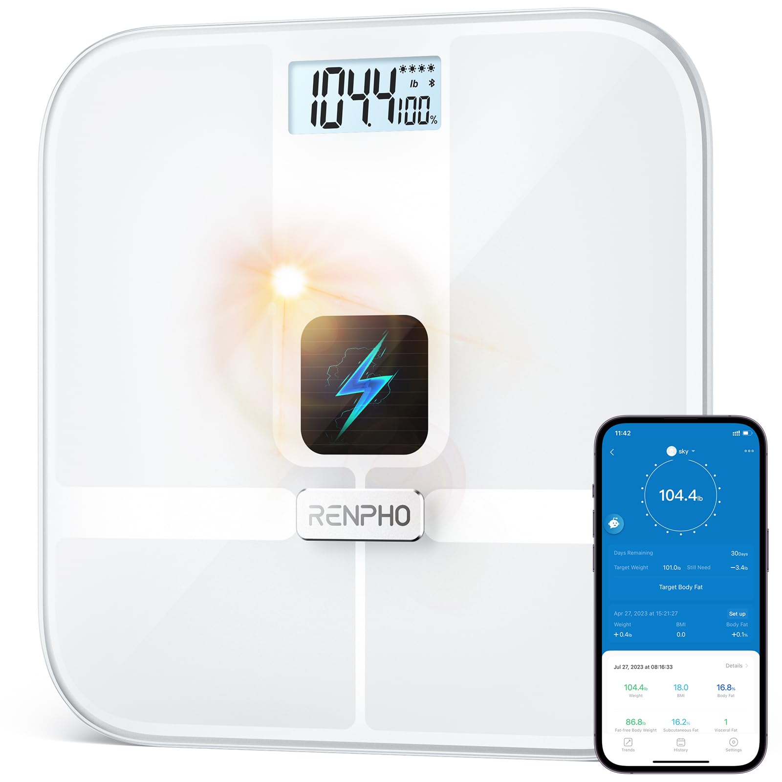 Mua RENPHO Smart Scale for Body Weight, Solar Power Digital Bathroom ...