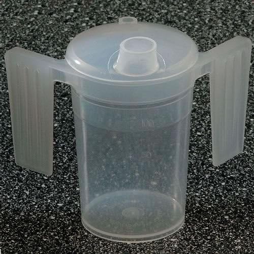 Two Handled Plastic Feeding Cup with SPOUT Adult Feeder Beaker ...
