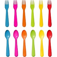 Amazon.com: PLASKIDY Plastic Toddler Utensils Set of 12 Kids Utensils Forks and Spoons - BPA ...