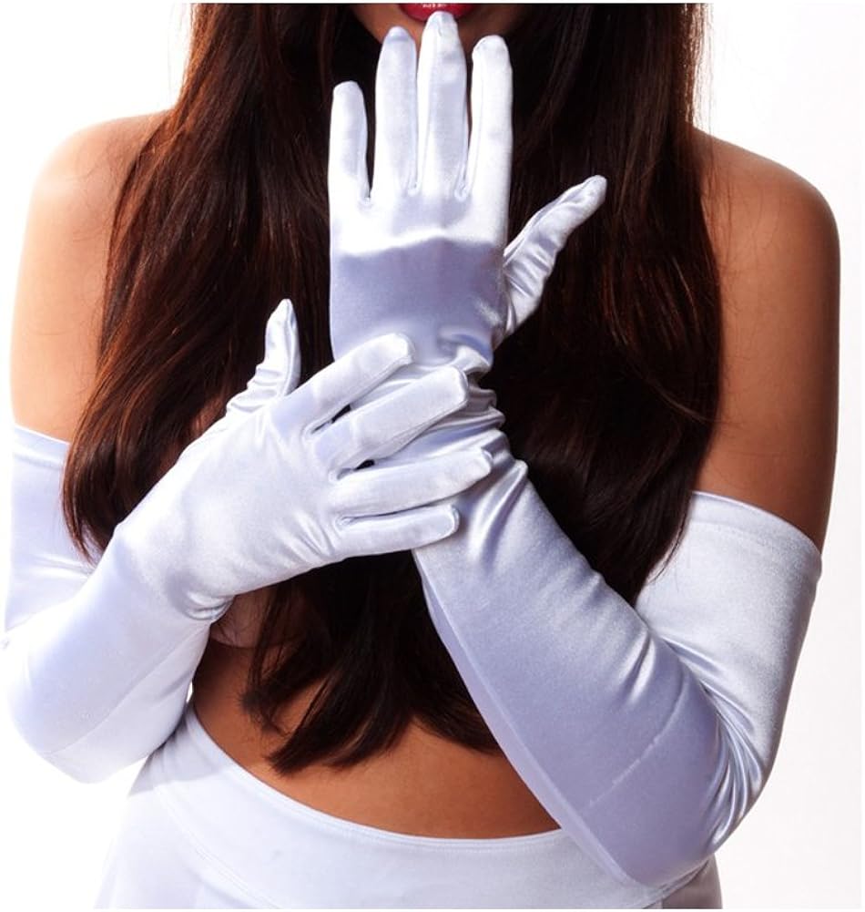 23" Satin White Opera Gloves at Amazon Women’s Clothing store: Cold ...