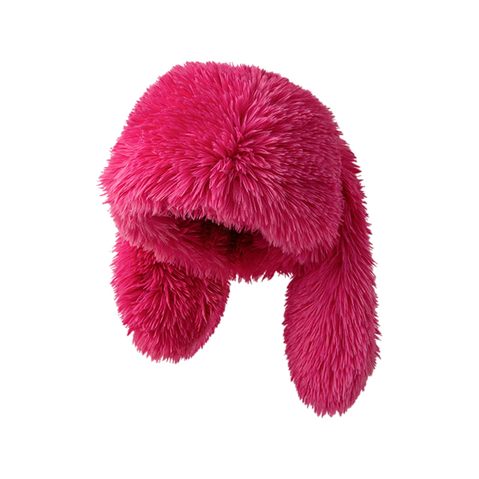 Furry Beanie Bunny Ears Hat Fluffy Warm Hat Plush Slouchy Beanies for ...