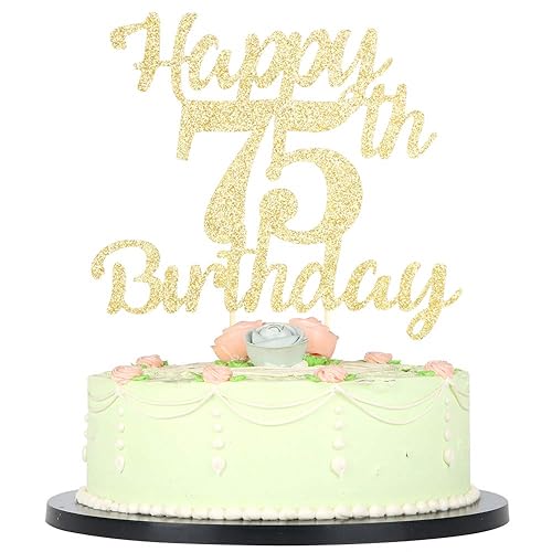 LVEUD 75th birthday cake topper for happy birthday, 75 Golden flash ...