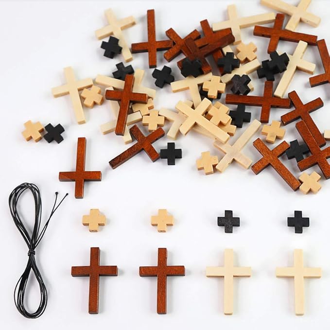 Amazon.com: 60PCS Mini Crosses, 4 Types Wood Cross Pendants Mini Wooden ...