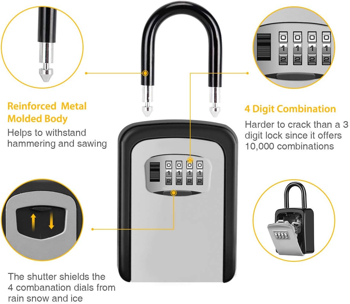 Key Safe Box Wall Mounted Lockbox Waterproof Combination Key Storage ...