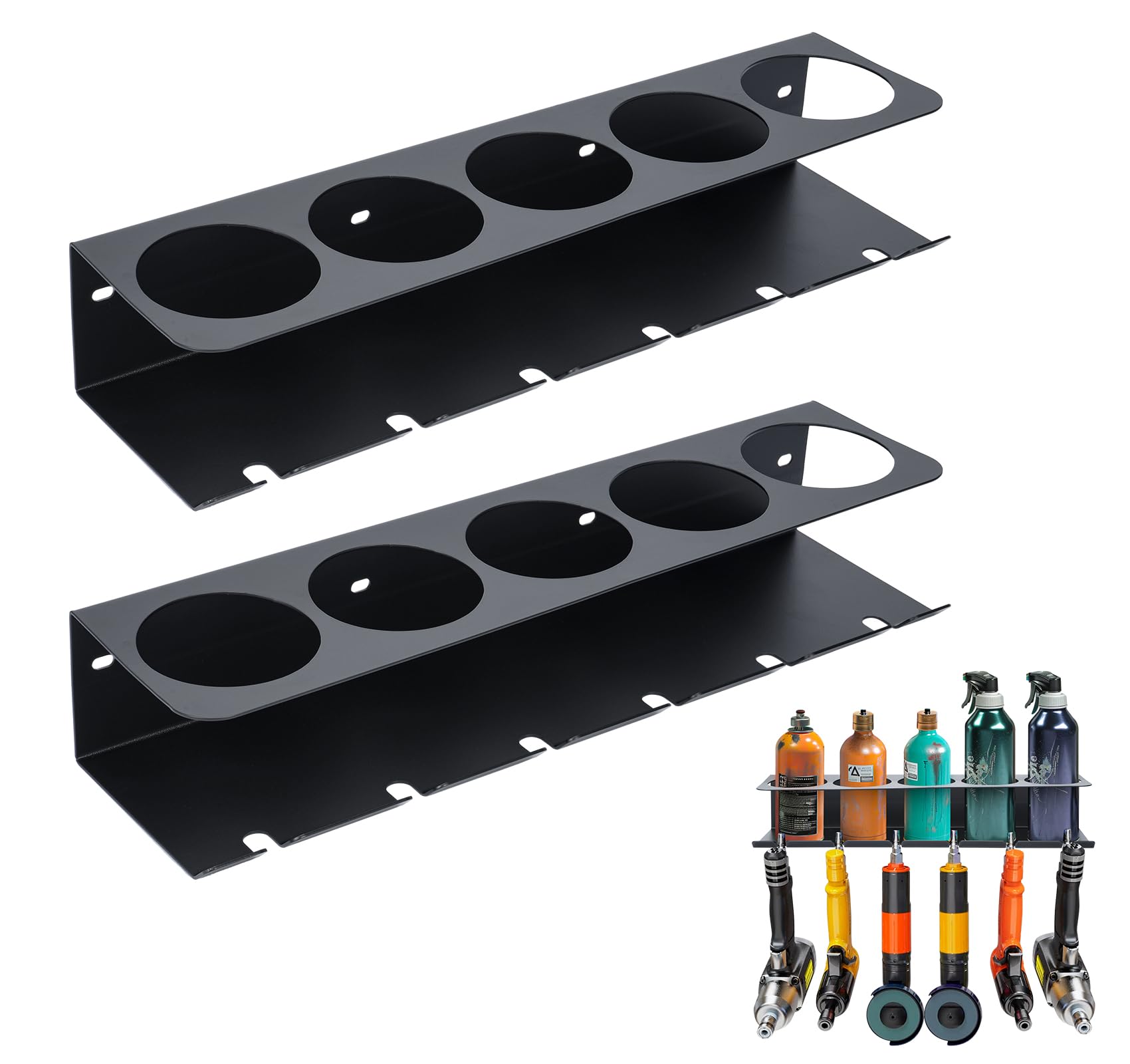 Nisorpa 2 Pack Pneumatic Tool Holder and Aerosol Rack Combo, Wall ...