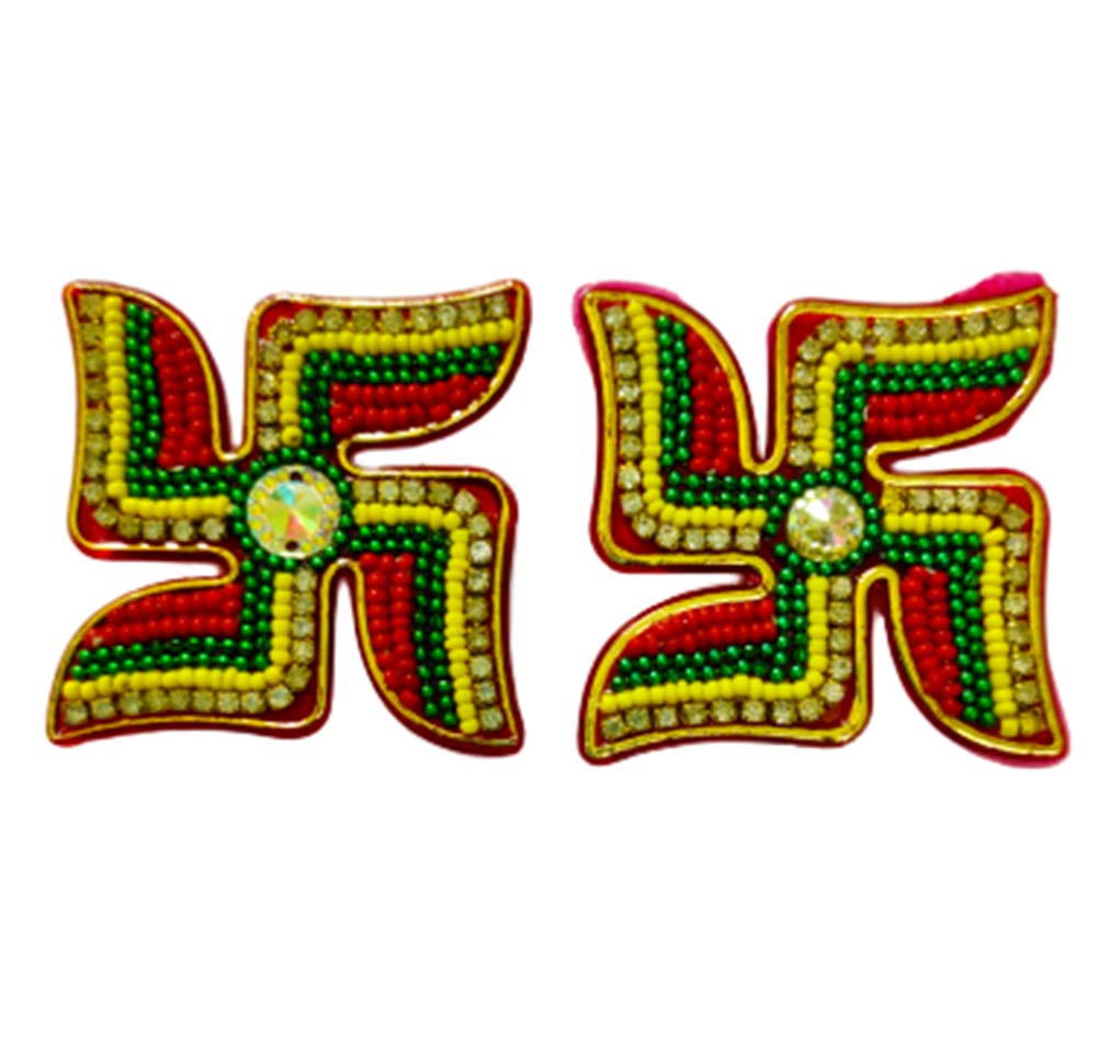 Buy DMS RETAIL Acrylic Handcrafted Multicolor Pearl Studded Swastik ...