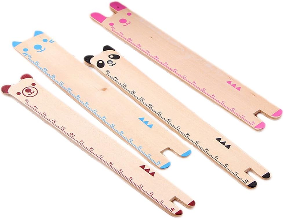 Dosige Pack of 4 Animal Wooden Rulers Cartoon Cute Ruler For Student ...