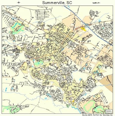 Amazon.com: Large Street & Road Map of Summerville, South Carolina SC ...