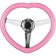 Amazon.com: Universal Heart Shape Pink Steering Wheel with Neo Spoke 6 ...