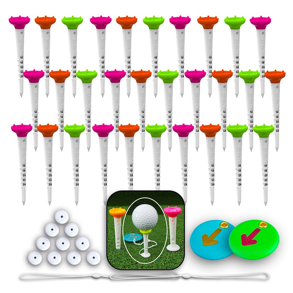 BIRDIE79 Magnetic Golf Tee Set (15-Pack) – 3.25" Long Tees with Height ...