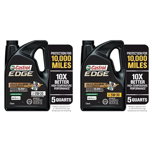 Castrol Edge Advanced Full Synthetic Motor Oils, 5 Quarts Each of 0W-20 ...