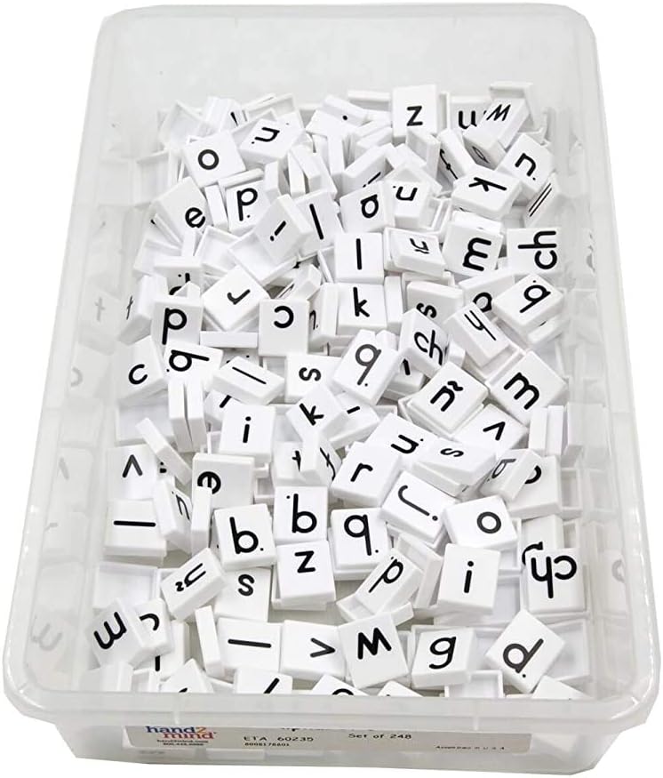 hand2mind Plastic Lowercase Alphabet Letter Tiles, 3/4" with Storage ...