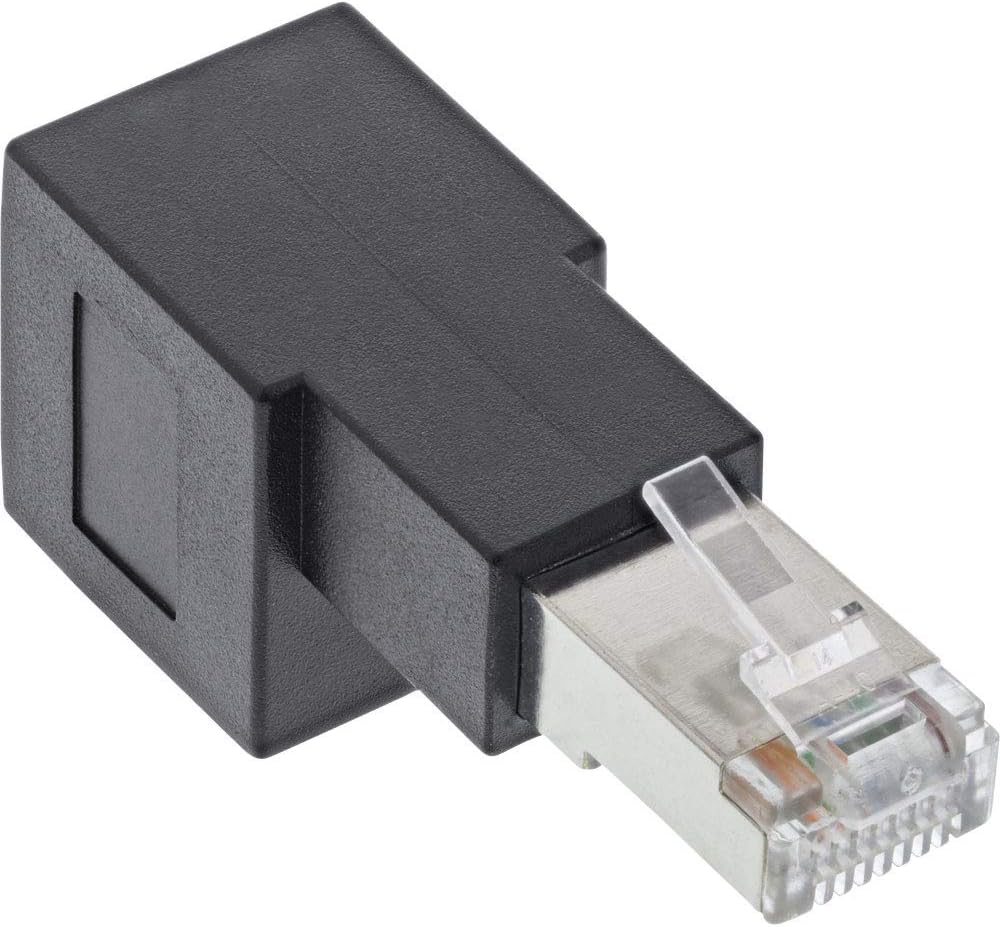InLine® RJ45 Adapter Cat.6A, RJ45 Male/Female, 90° Down Angled – BigaMart