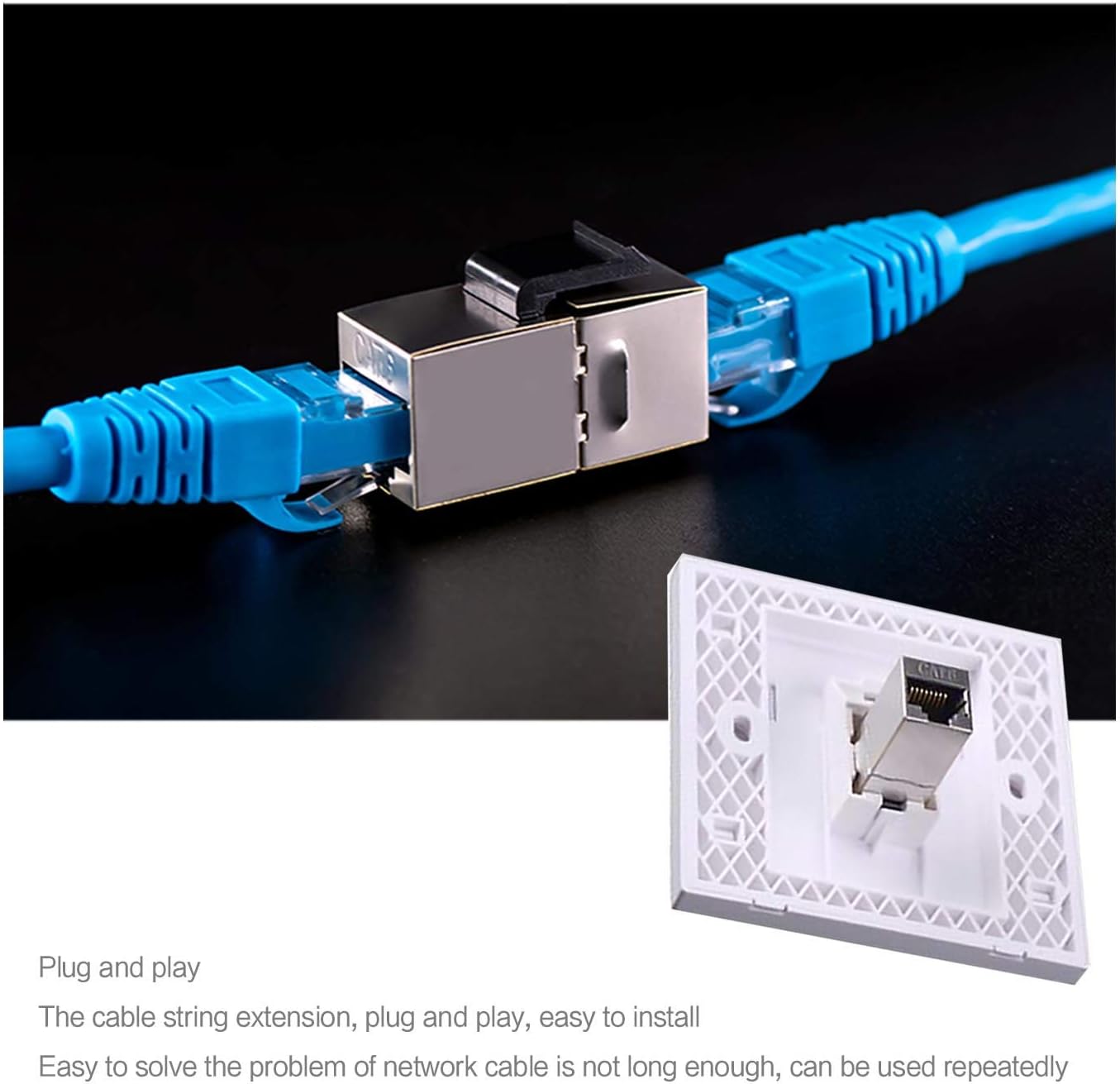 4x CAT6 8P8C RJ45 Inline Shielded Modules Couplers with Keystone Jack ...