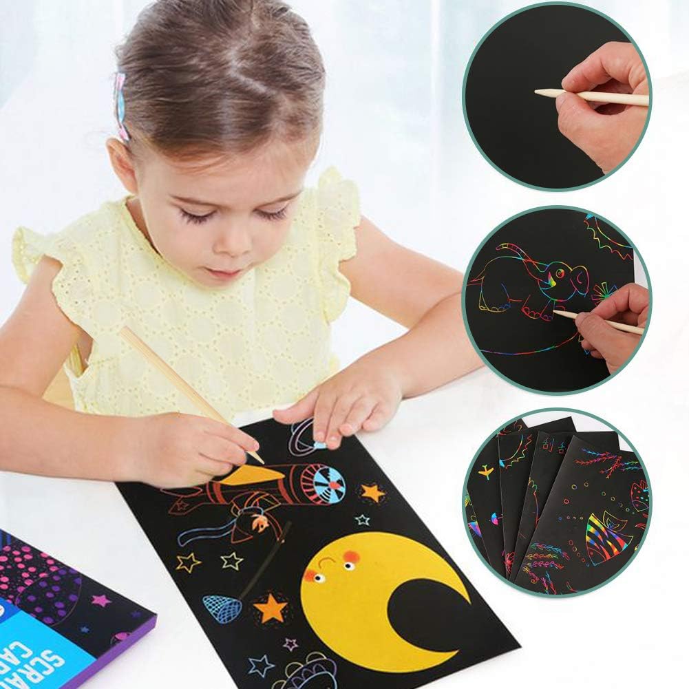 Rain Queen 121 Pcs Scratch Paper Art Set, Including Rainbow Sheets ...