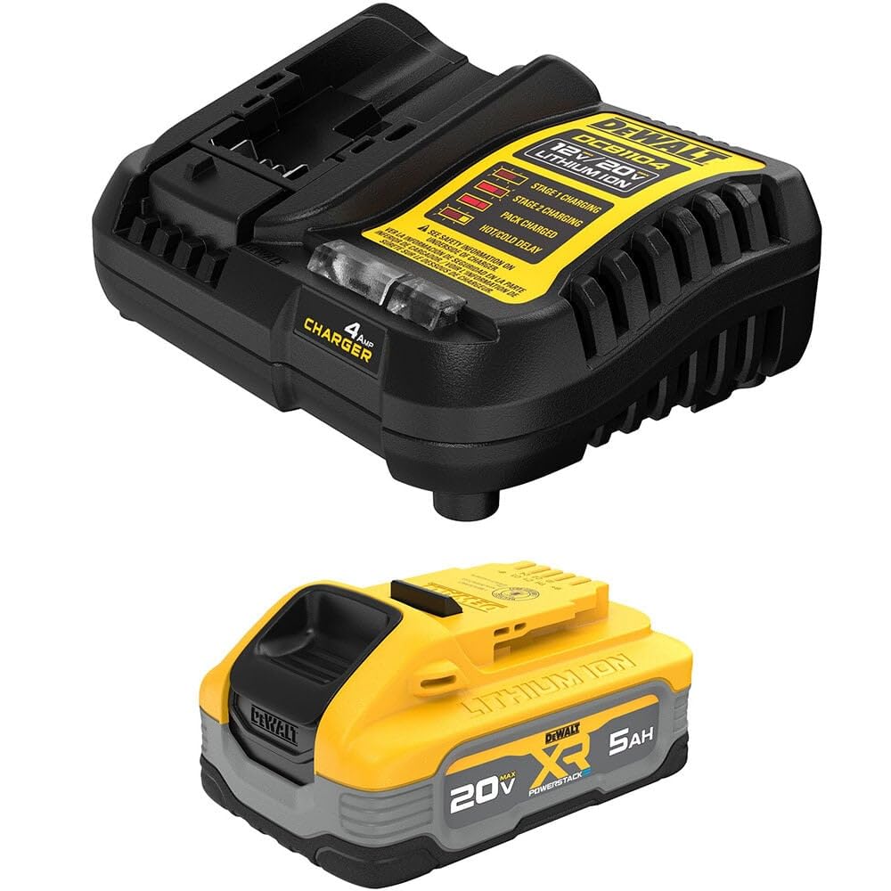 DEWALT Powerstack 20V MAX Battery Starter Kit, Rechargeable, 5Ah, Lithium Ion (DCBP520C) for ...