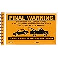 Amazon.com: SmartSign Final Warning Parking Violation Stickers | Book of 50 Stickers with Liners ...