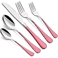 Amazon.com | LKTDYMEG 20-Piece Pink Silverware Set 18/0 Stainless Steel ...