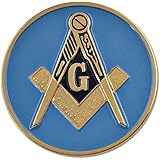 Amazon.com: Square & Compass Round Masonic Auto Emblem - [Blue & Gold ...