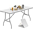 Amazon.com: YITAHOME Heavy-Duty 6ft Folding Table with Handle, Portable Rectangle Folding Table ...