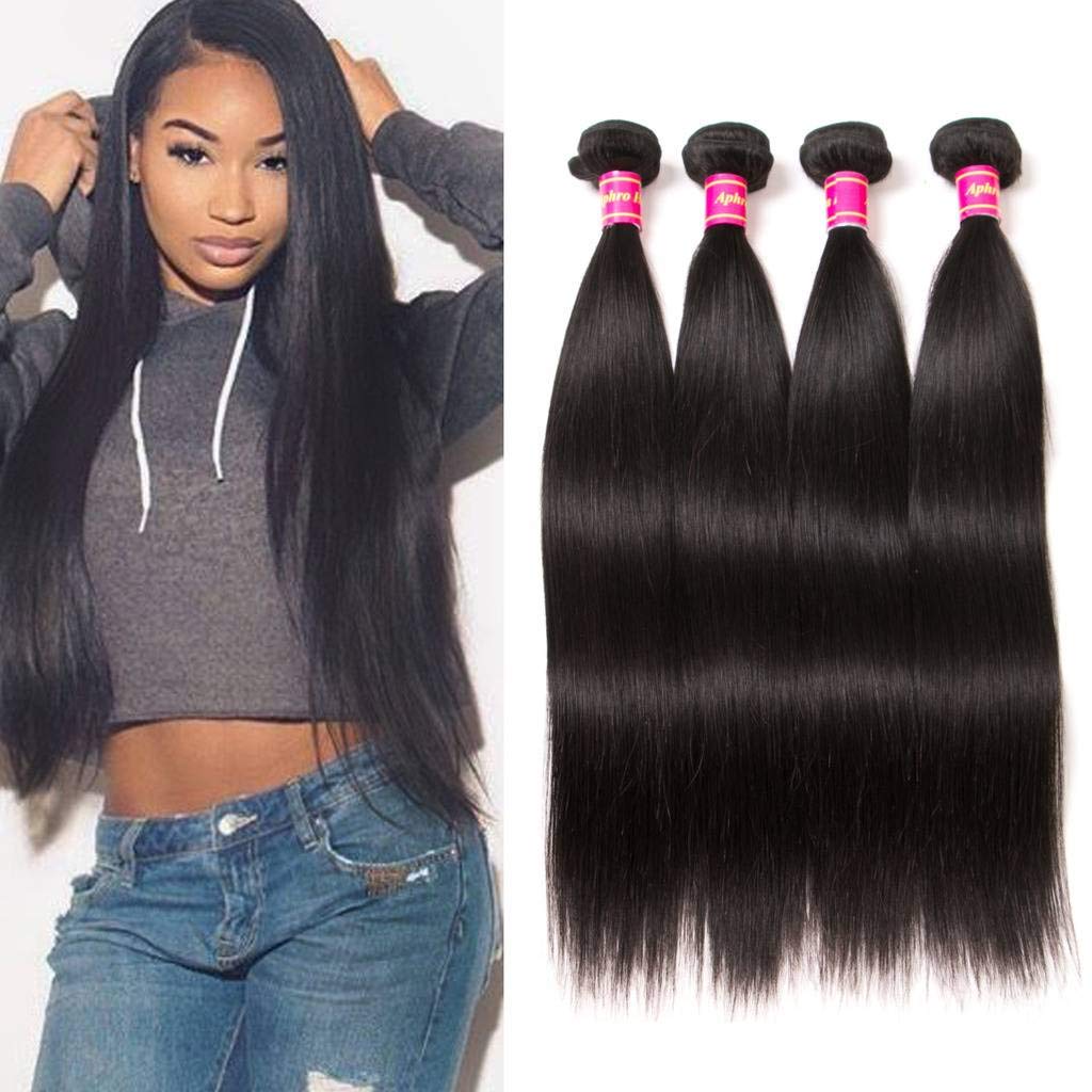 Amazon.com : Aphro Hair Straight Human Hair Brazilian Hair 4 Bundles ...