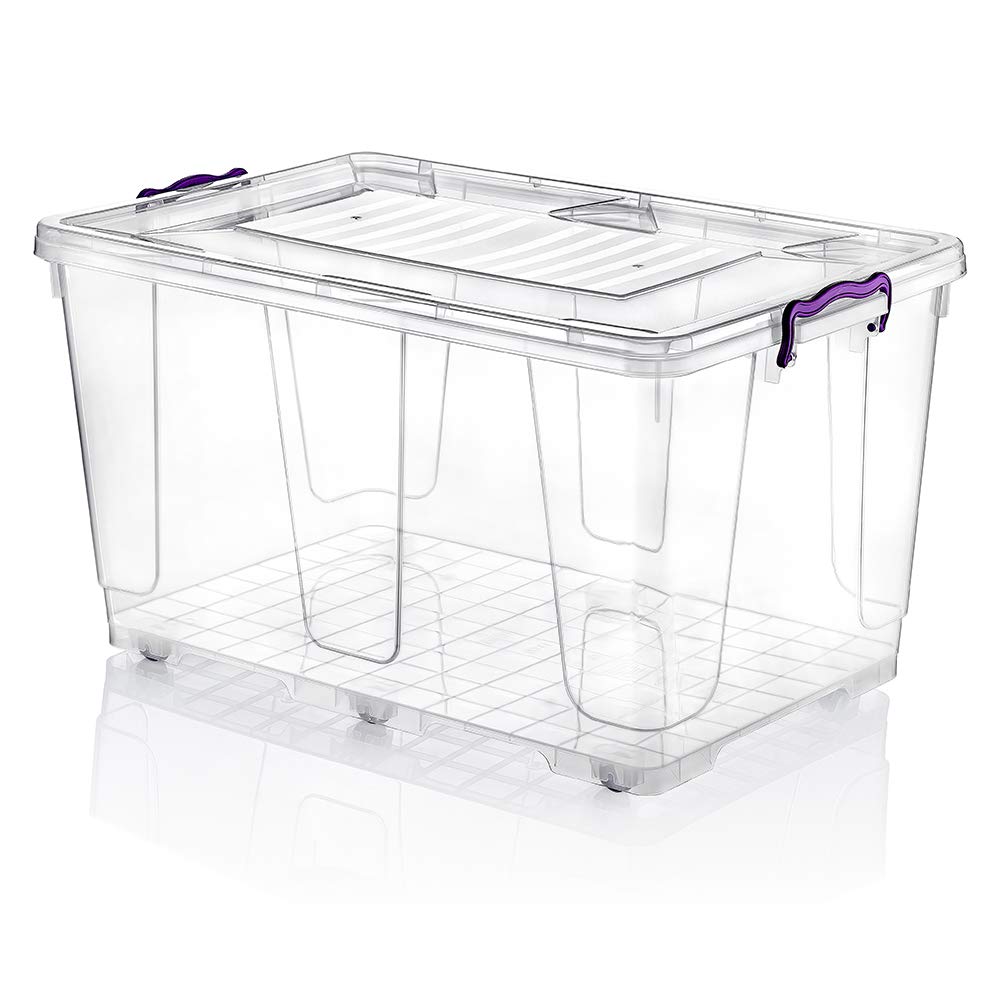 HOBBY LIFE 1-Piece 80 Litre Plastic Rectangular Multi-Box with Wheels ...
