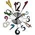 Premier Housewares Funky Numbers Wall Clock, Metal, Multi-Colour, 5 x ...