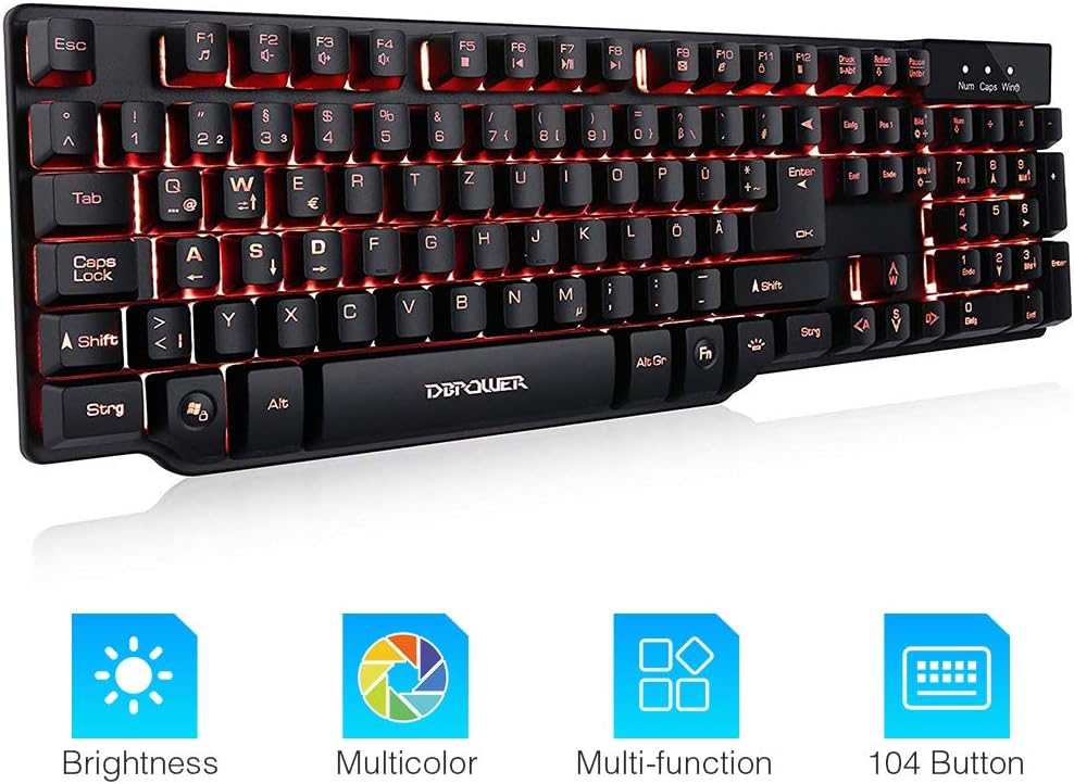 DBPOWER Gaming Tastatur, USB Tastatur mit, 104 Tasten: Amazon.de ...
