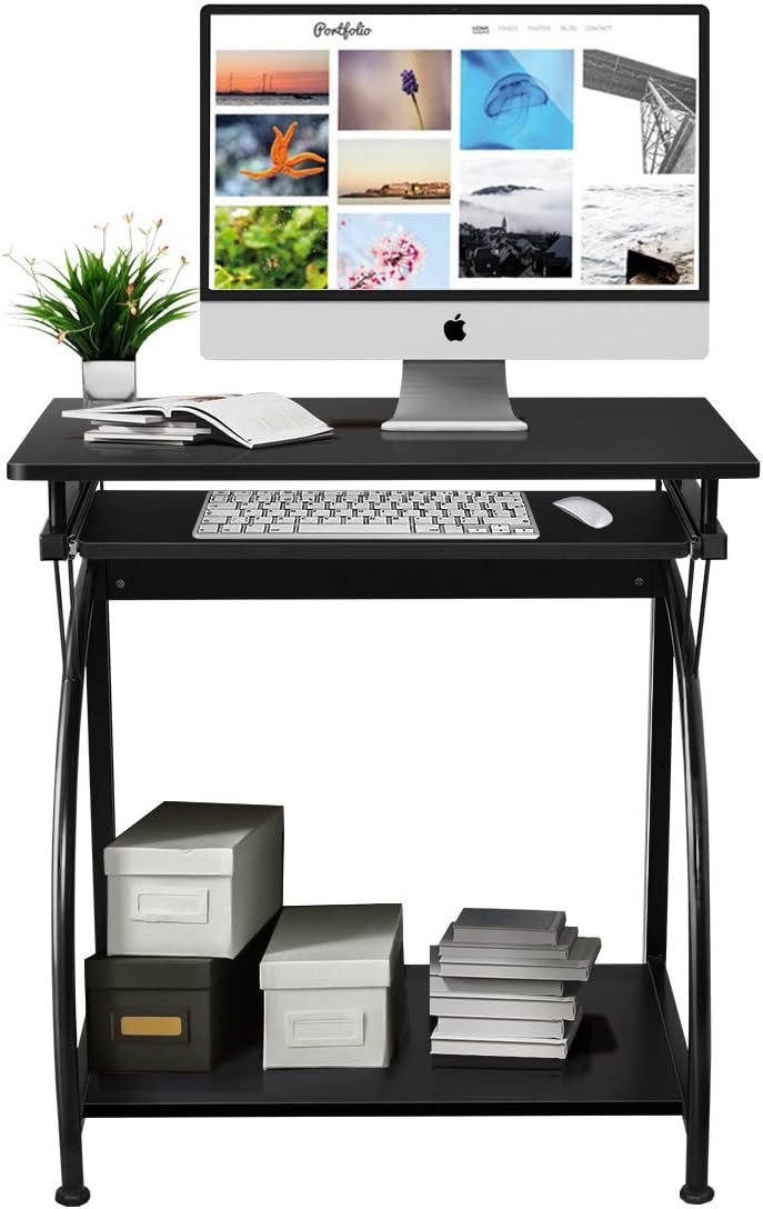 Amazon.com: Computer Desk with Pullout Keyboard Tray, Laptop Writing ...