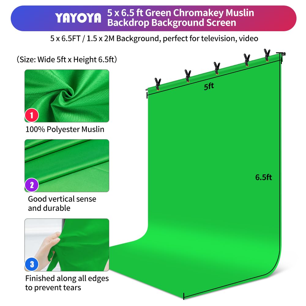 Mua Green Screen Backdrop Kit, 5 x 6.5 ft Portable Chromakey Green ...