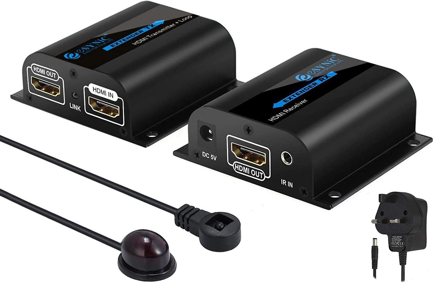 eSynic Extensor de HDMI con 2 Salidas 60m 1080P por Ethernet Red HDMI y ...