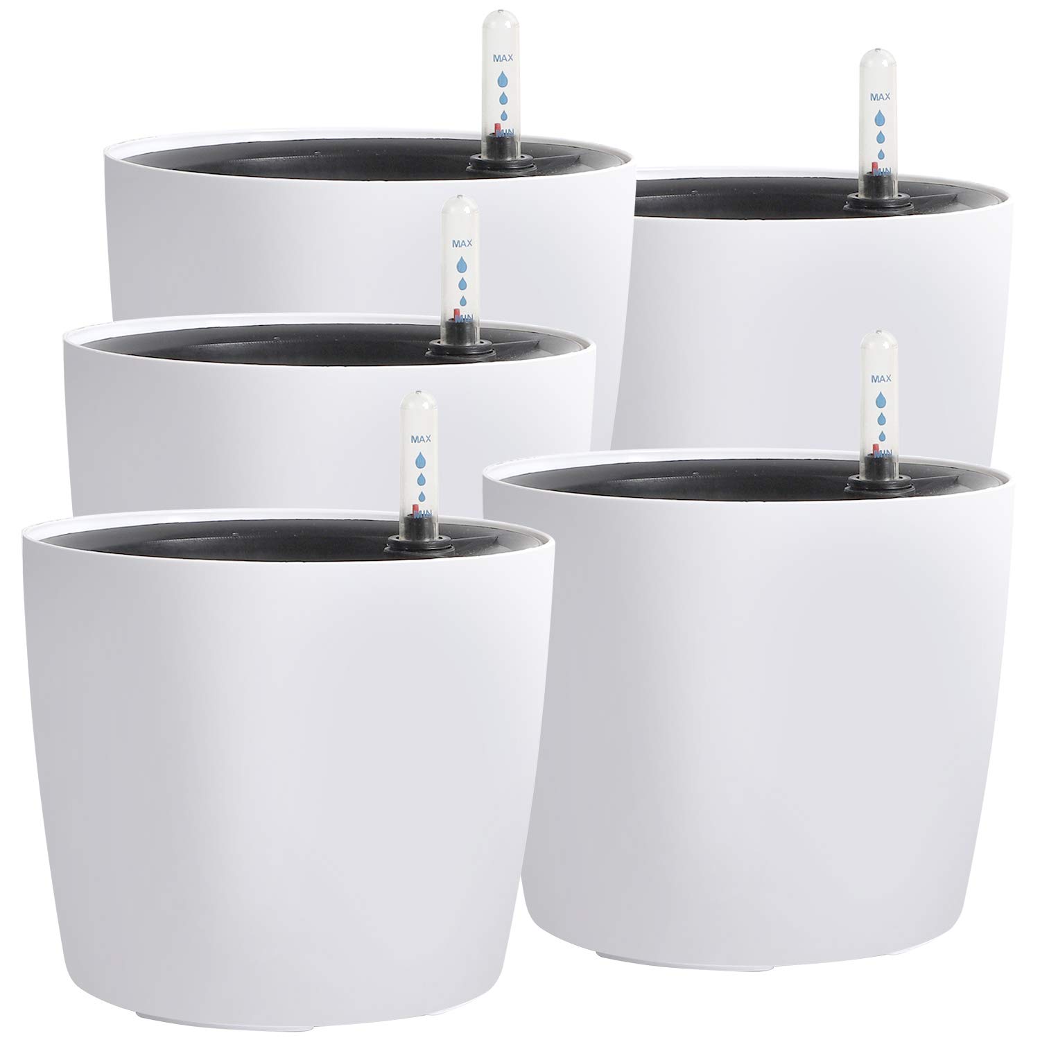 KINJOEK 5 Packs 7 Inch Self Watering Pot with Water Level Indicator ...