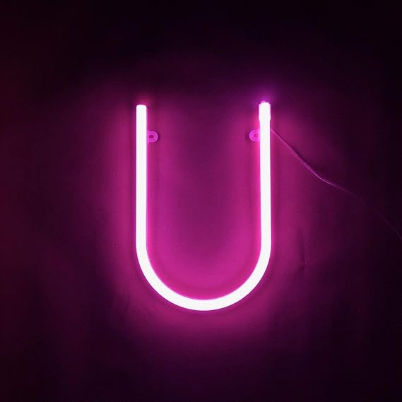 Smiling Faces Alphabet Pink Neon Letter U LED Personalised Sign: Amazon ...