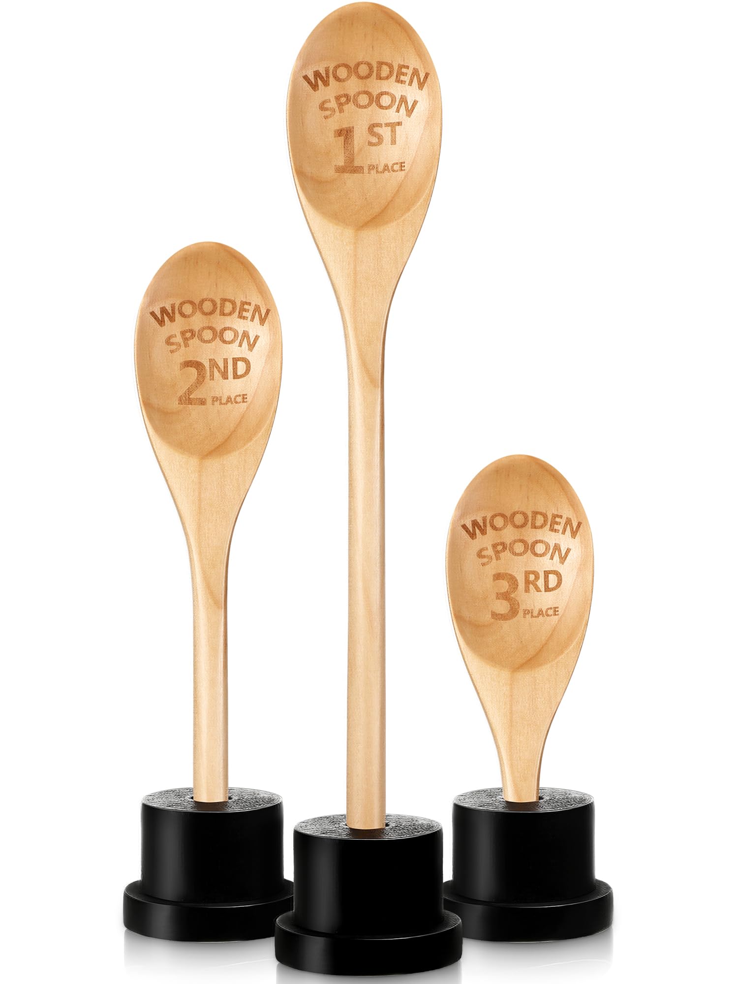 3 Pieces Golden Spoon Award Trophies Set Chili Cook Off Wood Spoon ...