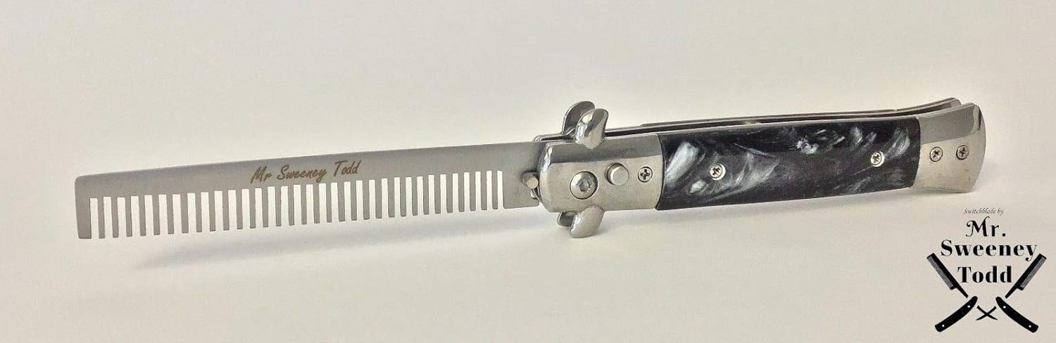 Switchblade Foldable Comb (Black) – Push Button – Mr Sweeney Todd Flick ...