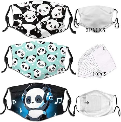QIPNVY Cute Panda Child Mask - Smile Panda Face Masks Blue Background ...