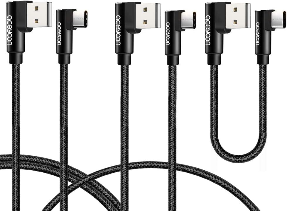 aceyoon USBC Coudé Cable 2m + 1m + 30cm, Lot de 3 Double Angle Droit ...