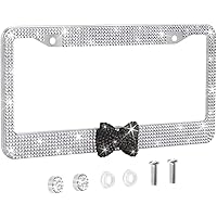 Amazon.com: OTOSTAR 2 Pack Bling License Plate Frame with Ribbon Bow, Handcrafted Shiny ...