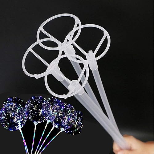Large Balloon Sticks with Big Cups, 35 Sets Thickened 17inch Long Clear ...