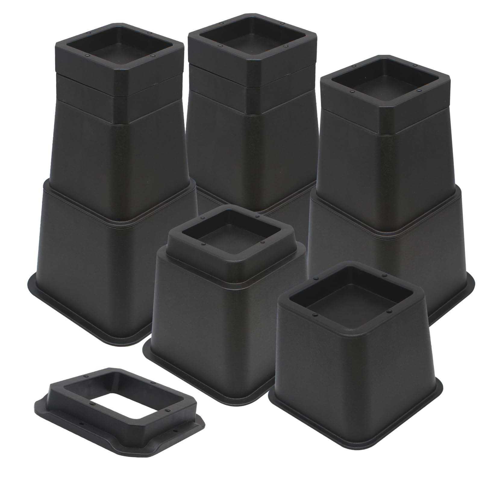 MYMULIKE Adjustable Bed Furniture Risers - Elevation in Heights 1,2,3,4 ...