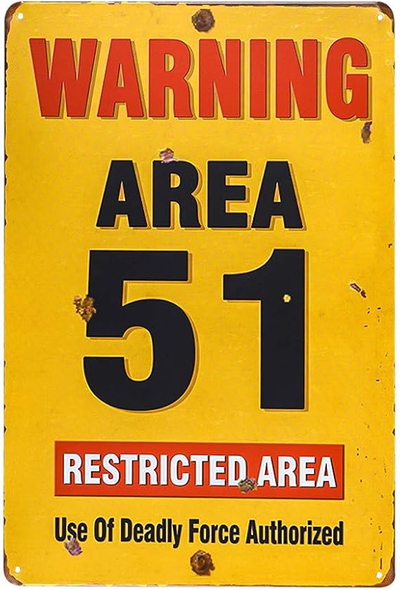 Amazon.com: dingleiever-8X 12 Area 51 Metal Sign - Warning Military ...
