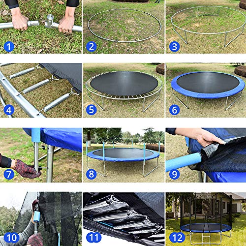 TRIPLE TREE 10 FT Trampoline for Kids and Adults with Safety Enclosure ...