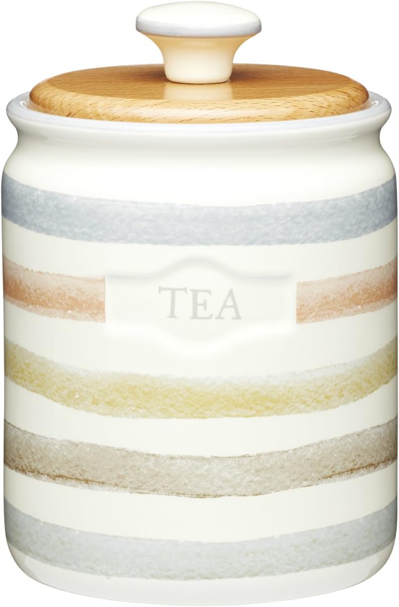 KitchenCraft Classic Collection Striped Ceramic Tea Caddy, 800 ml (28 ...