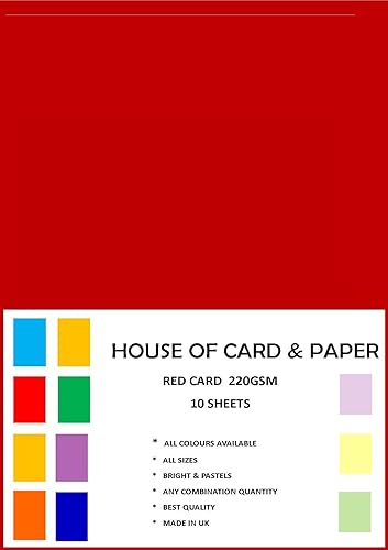 House of Card & Paper A4 220 gsm Coloured Card - Red (Pack of 100 ...