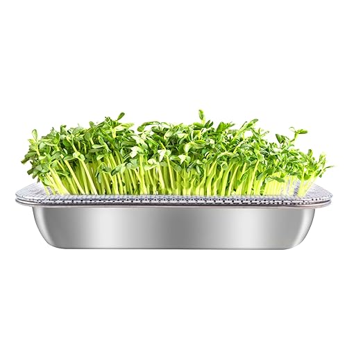IWELAI Stainless Steel Seed Sprouting Tray Kit Rectangle Fresh Organic ...
